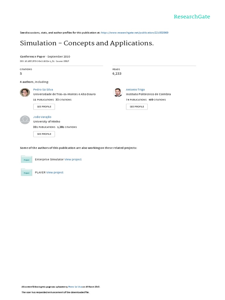 Simulation - Concepts and Applications.: September 2010 | PDF | System ...