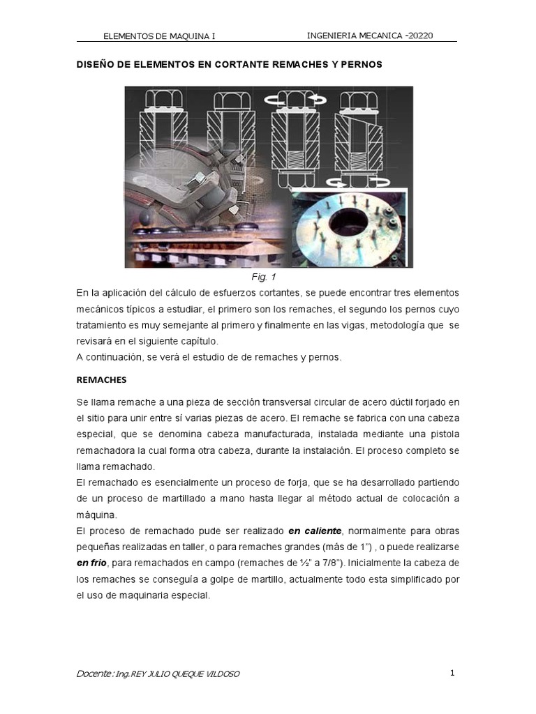 S] Diseño y cálculo de uniones mediante remaches y pernos | PDF | Remache | Tornillo