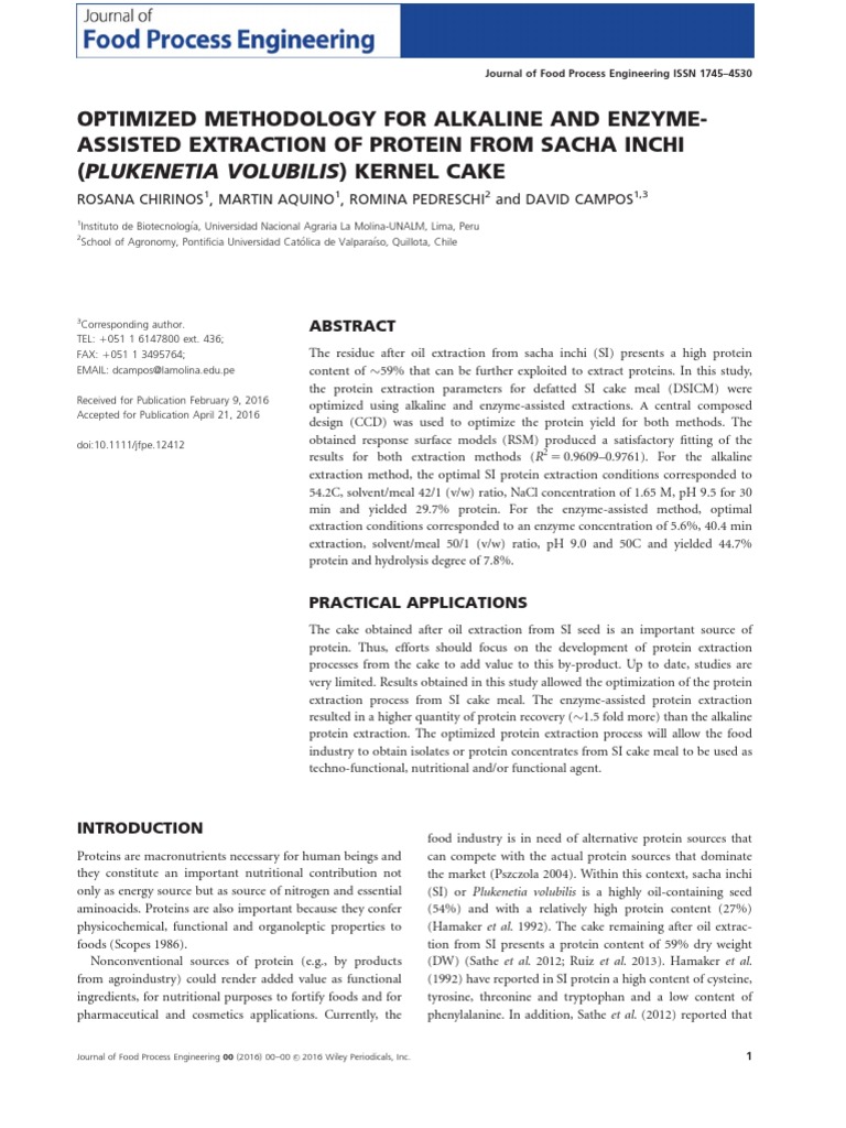 Optimized Methodology For Alkaline and Enzyme-Assisted Extraction of ...