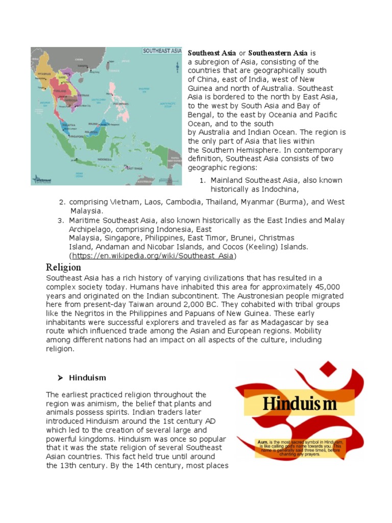 Religion: Southeast Asia Southeastern Asia | PDF | Southeast Asia | Asia