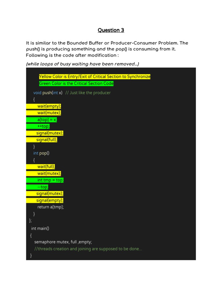 Solutions To Semaphores Problems | PDF | Computer Engineering | Computing