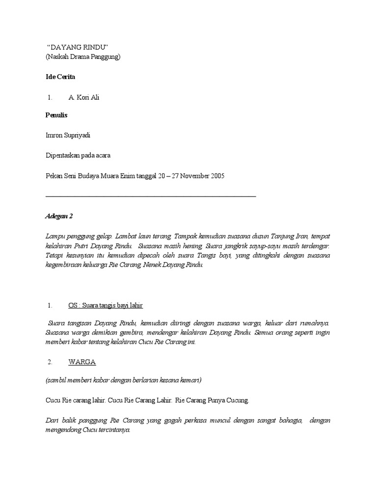Naskah Drama Dayang Rindu | PDF | Seni