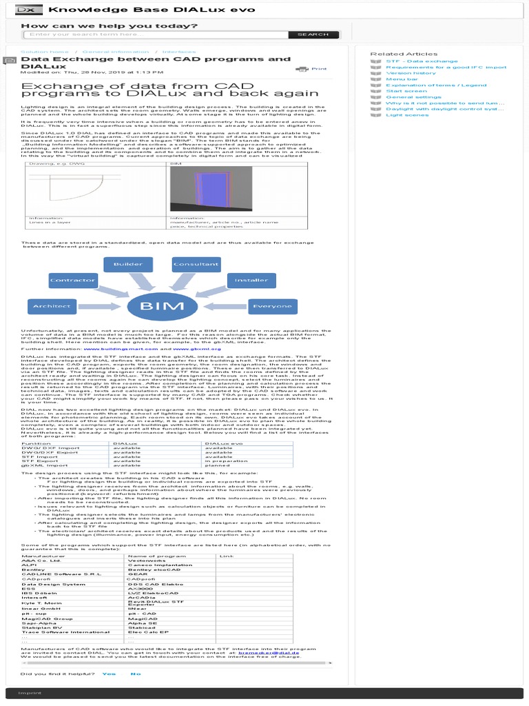 Exchange of Data From CAD Programs To DIALux and Back Again - Knowledge Base DIALux Evo | PDF ...