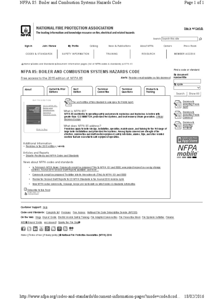 Nfpa 85: Boiler and Combustion Systems Hazards Code: Free Access To The ...