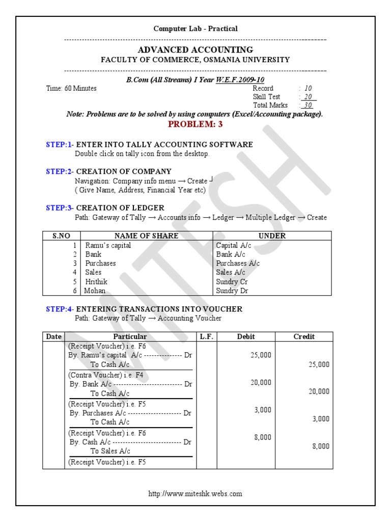 Tally Accounting Practical Guide | PDF | Debits And Credits | Payments
