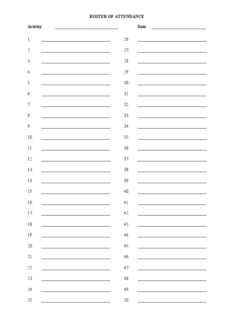 Roster of Attendance Activity - Date | PDF | Business | Computers
