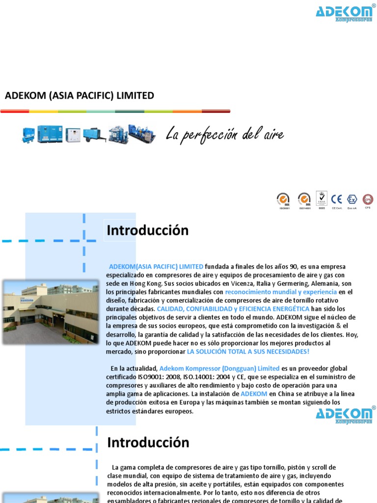 Adekom Company Profile - ES | PDF | Asia | Calidad (comercial)