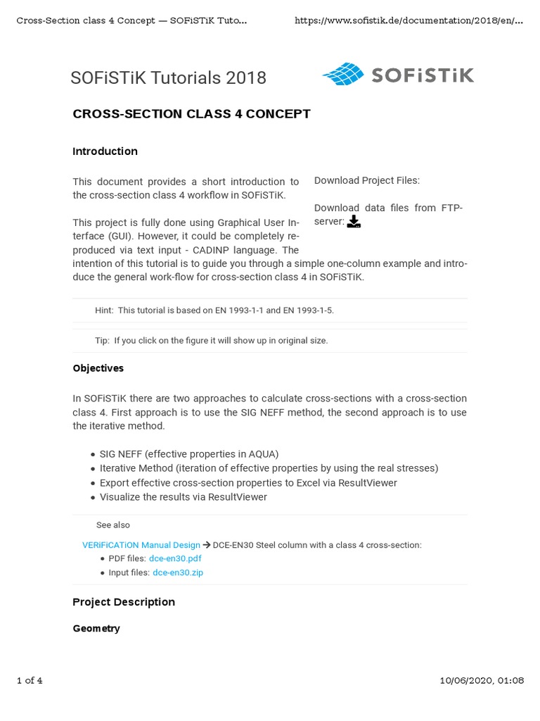 Sofistik Tutorials 2018: Cross-Section Class 4 Concept | PDF | Software | Computing