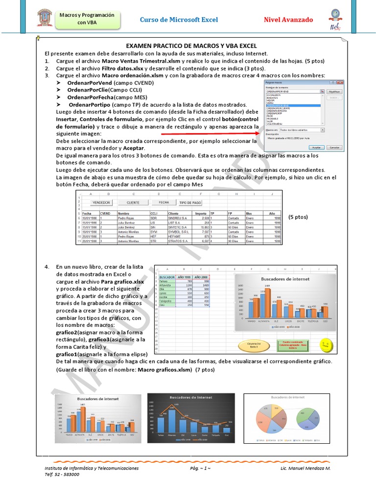 Examen Práctico de Macros y VBA en Excel: Ordenamiento de Datos, Creación de Botones y Macros ...
