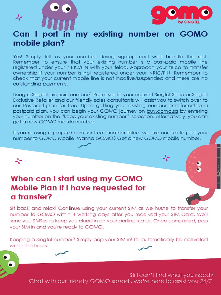 Can I Port in My Existing Number On GOMO Mobile Plan? | PDF | Service ...