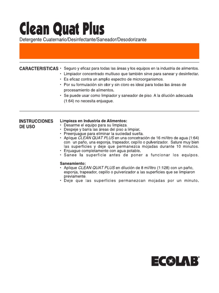 Clean Quat Plus PDF | PDF