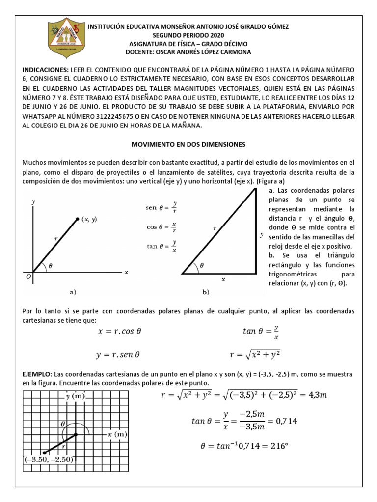 Movimiento en Dos Dimensiones (Vectores) | PDF | Vector Euclidiano ...