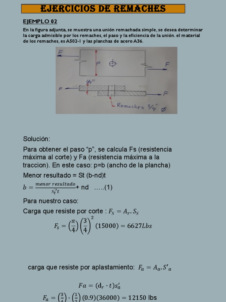 Cálculo de Carga y Eficiencia en Remaches | PDF | Naturaleza