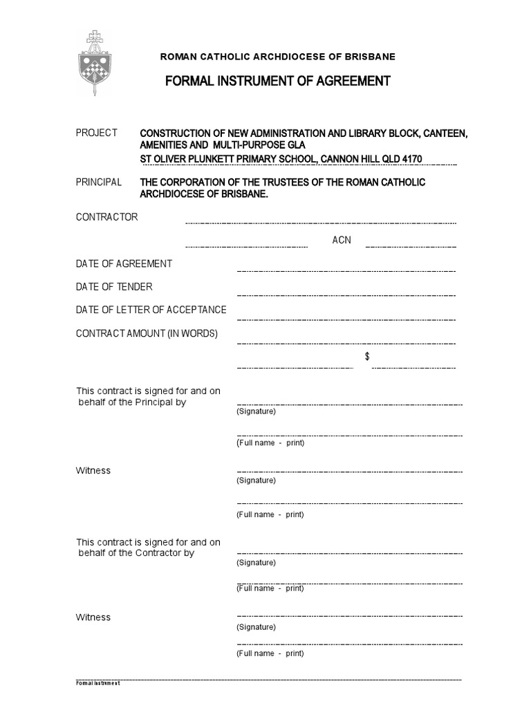 Agreement for St Oliver Plunkett School | PDF