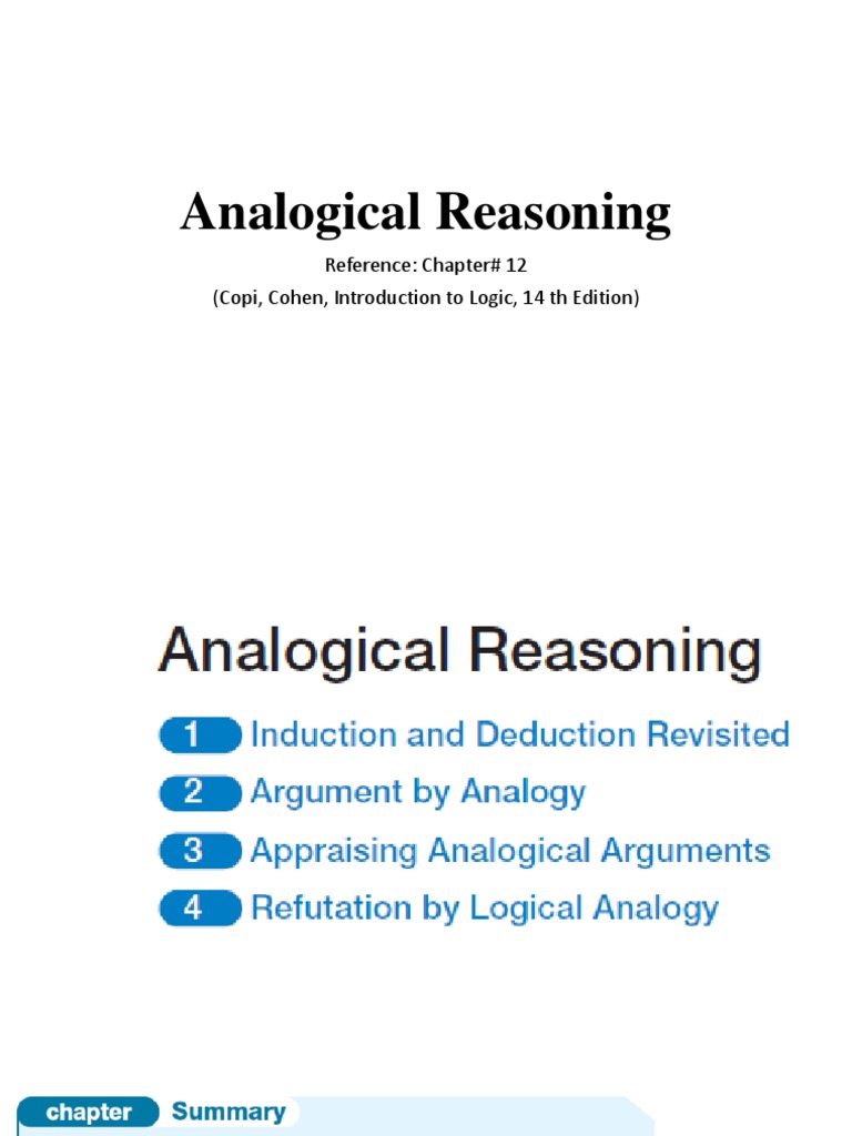 Analogical Reasoning Reference Chapter 12 Copi Cohen Introduction To Logic 14 Th Edition
