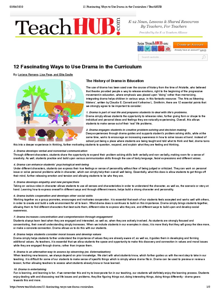 Integrating Drama in Education | PDF | Storytelling | Curriculum