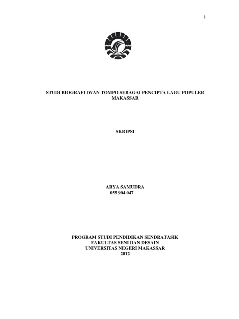 Studi Biografi Iwan Tompo Sebagai Pencipta Lagu Populer Makassar | PDF