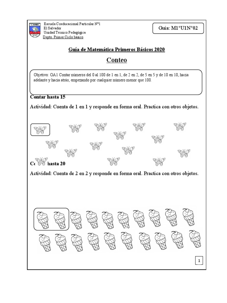 M1°U1N°02 Contar Hasta 50 | PDF