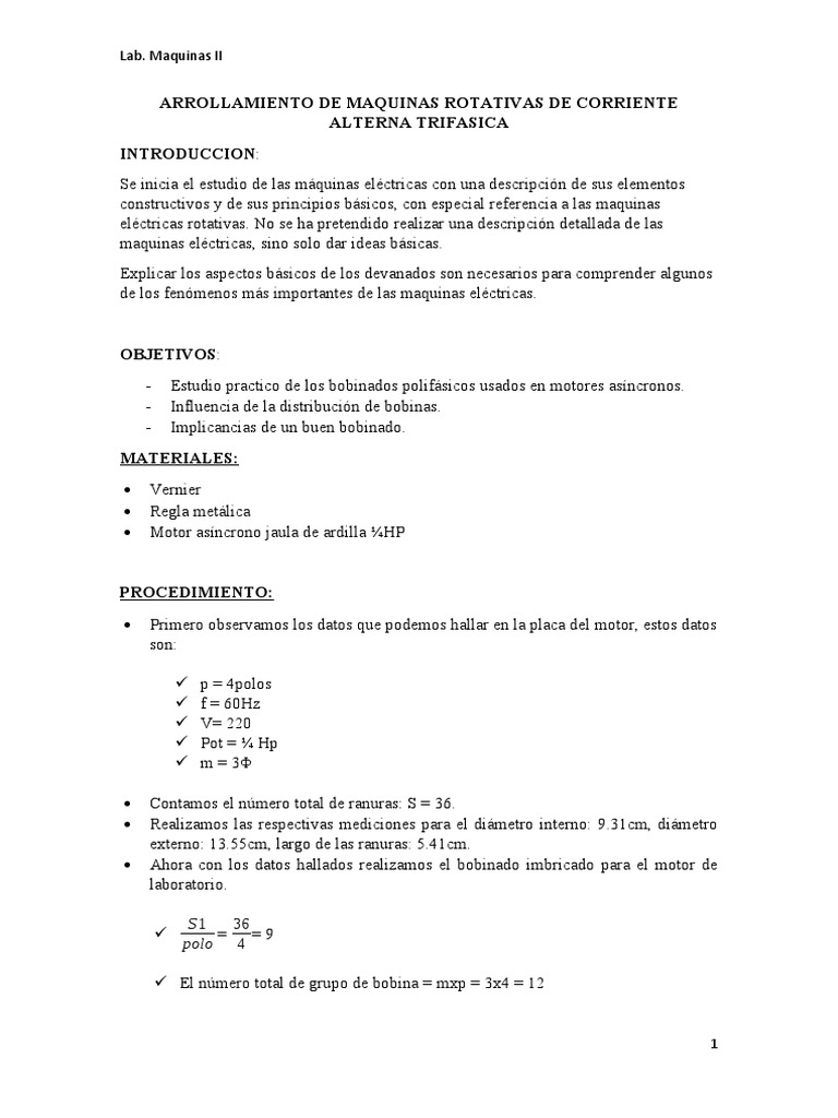 Arrollamiento de Maquinas Rotativas de Corriente Alterna Trifasica | PDF | Inductor | Fuerza