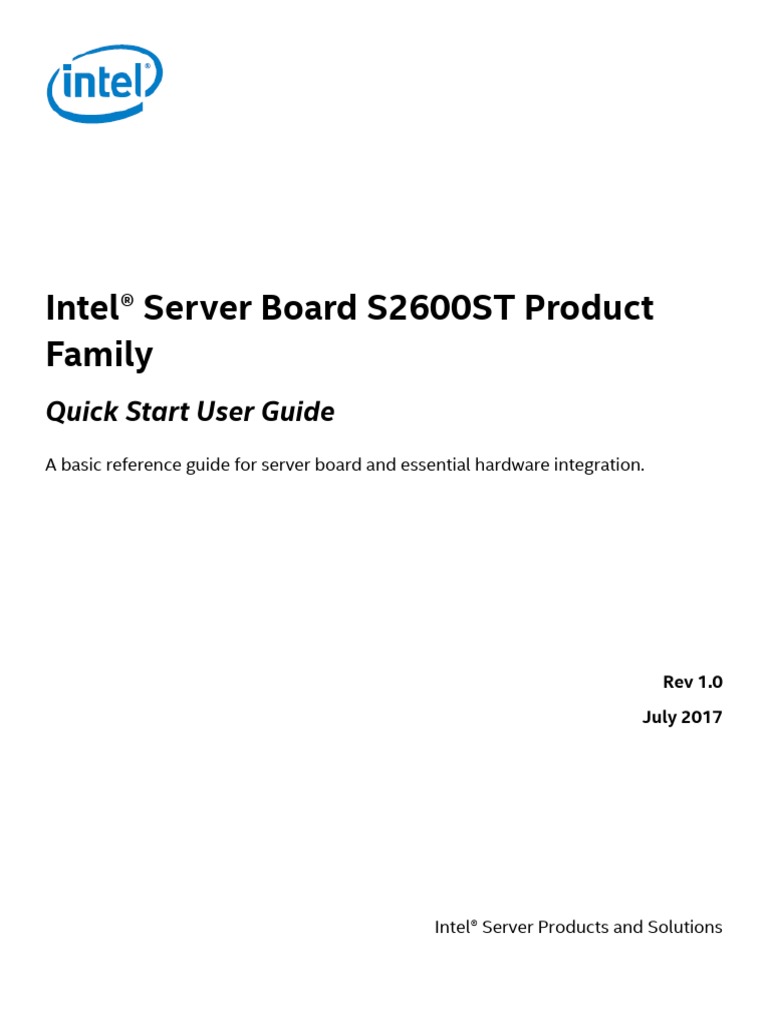 Intel® Server Board S2600ST Product Family: Quick Start User Guide ...