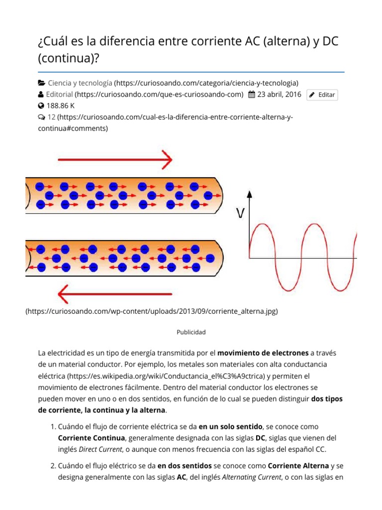 ¿Cuál Es La Diferencia Entre Corriente AC (Alterna) y DC (Continua ...