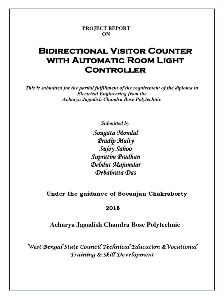 Project Report On Bidirectional Visitor Counter With Automatic Room ...
