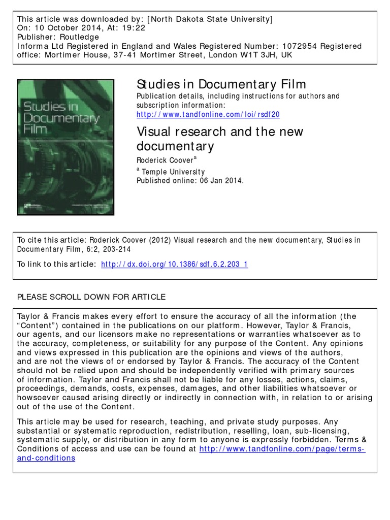 Visual Research and New | PDF | Documentary Film | Ethnography
