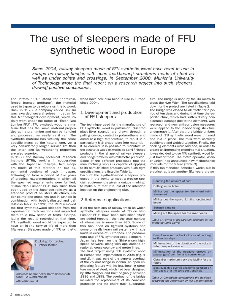 The Use of Sleepers Made of FFU Synthetic Wood in Europe | PDF | Track ...