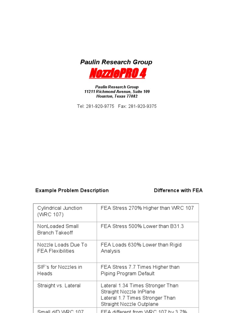 Analysis of Nozzle Stress Calculations Using Finite Element Analysis ...