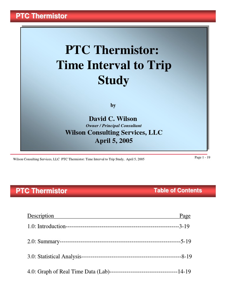PTC Thermistor: Time Interval To Trip Study | PDF | Confidence Interval ...