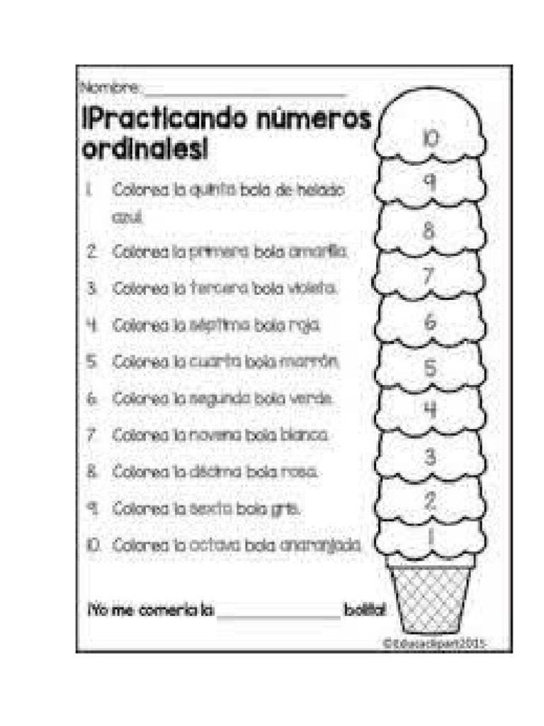 Practica Numeros Ordinales | PDF