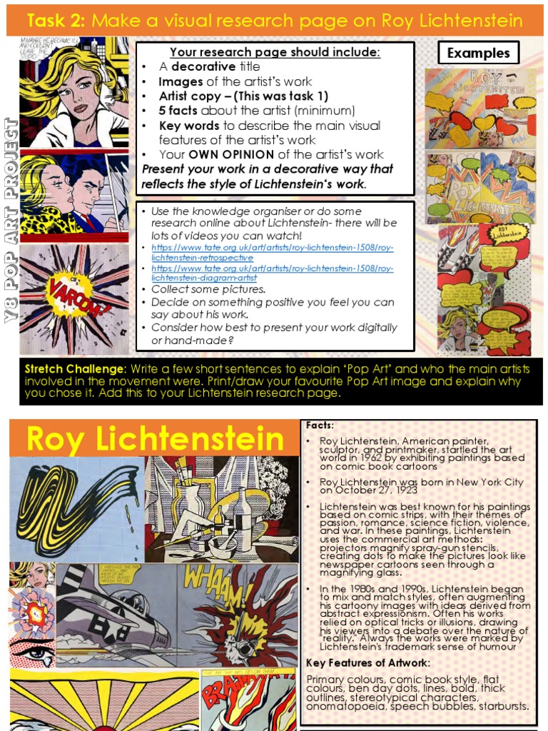 Y8 Pop Art Project Task 2 | PDF | Cartoon | Paintings