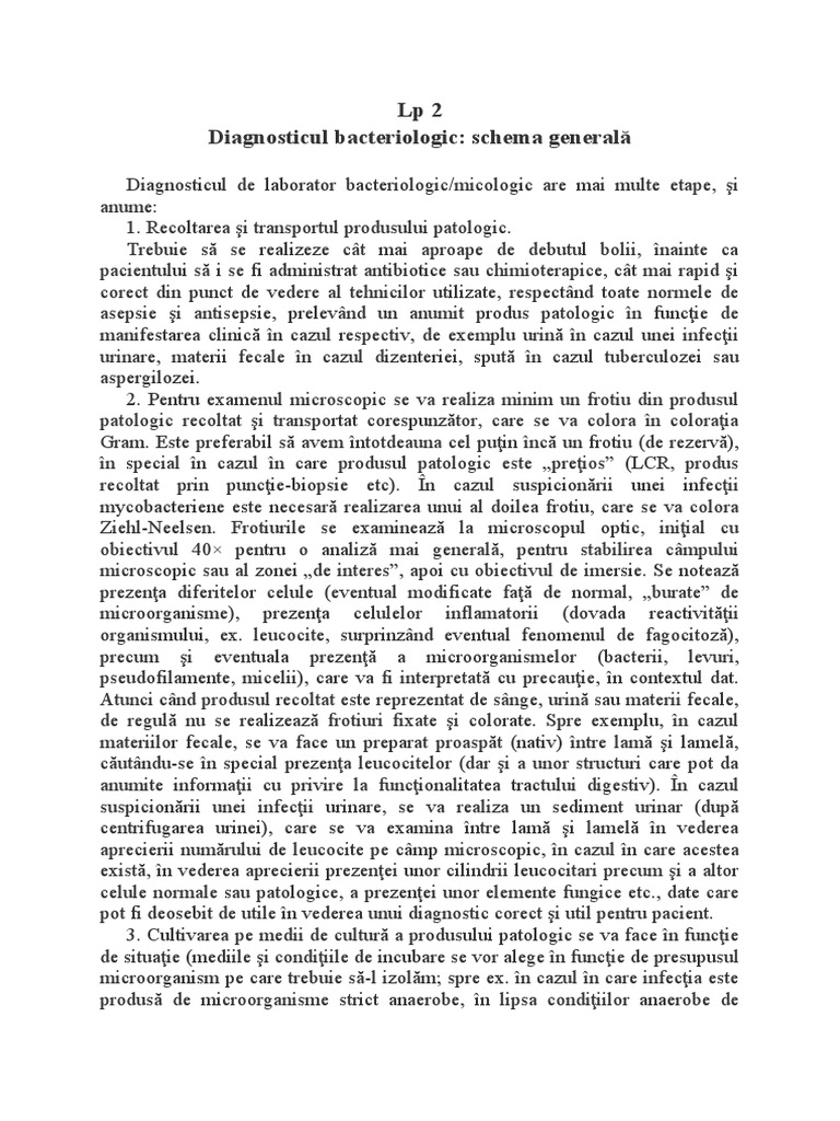 LP 2. Diagnosticul de Laborator Bacteriologic | PDF