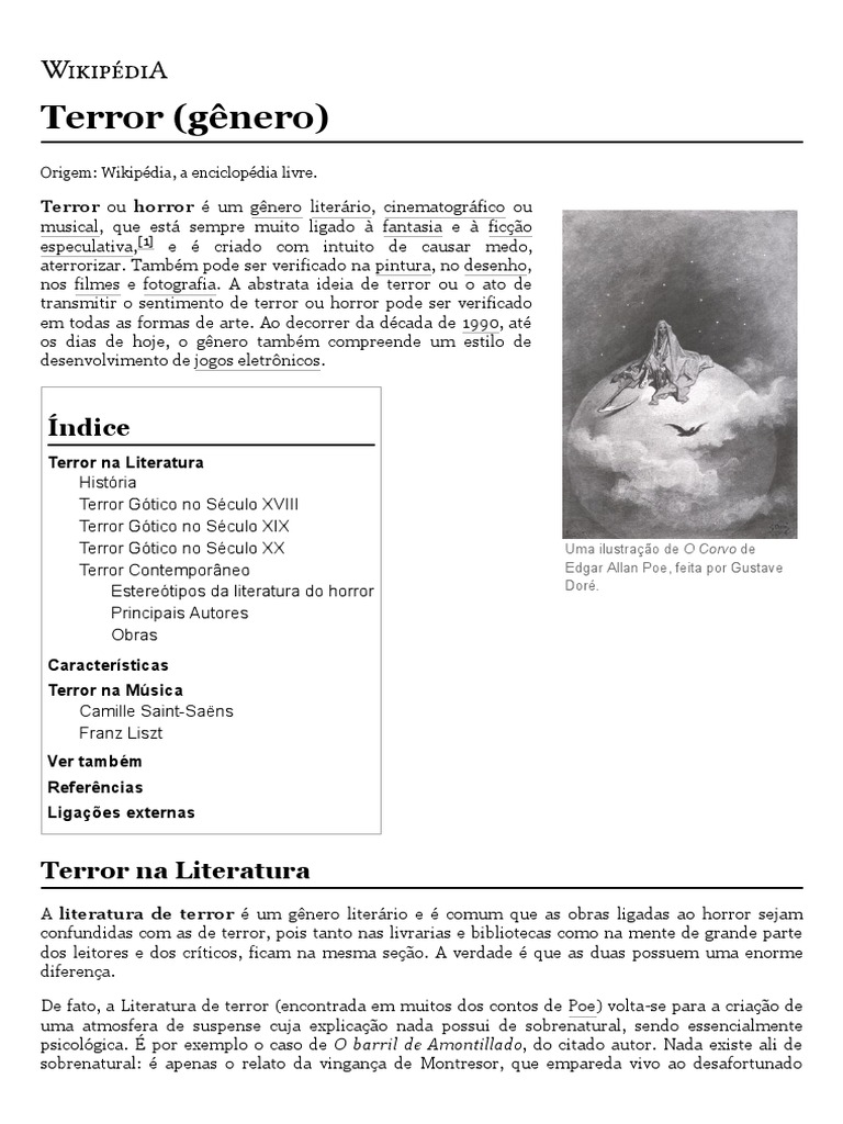 Terror (Gênero) - Wikipédia, A Enciclopédia Livre | PDF | Ficção de ...