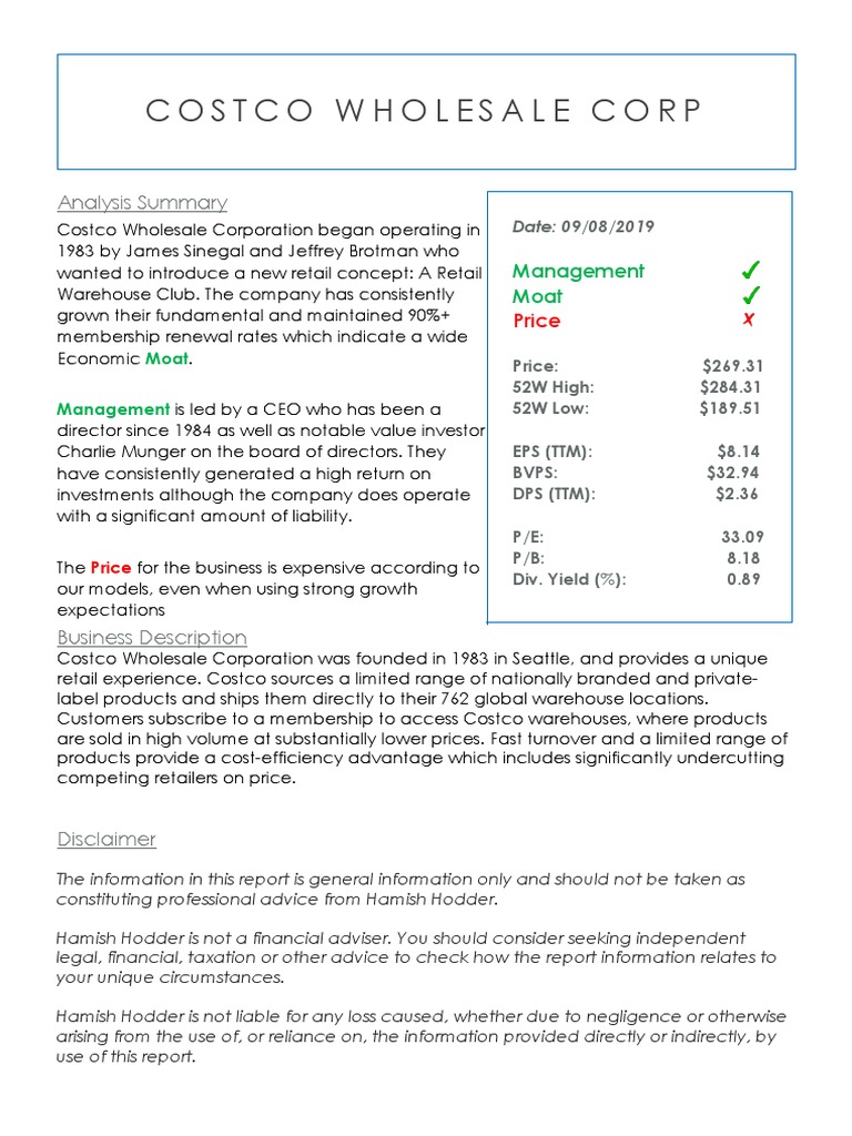 Costco Wholesale Corp | PDF | Costco | Discounting