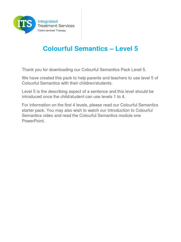 Colourful Semantics - Level 5 | PDF