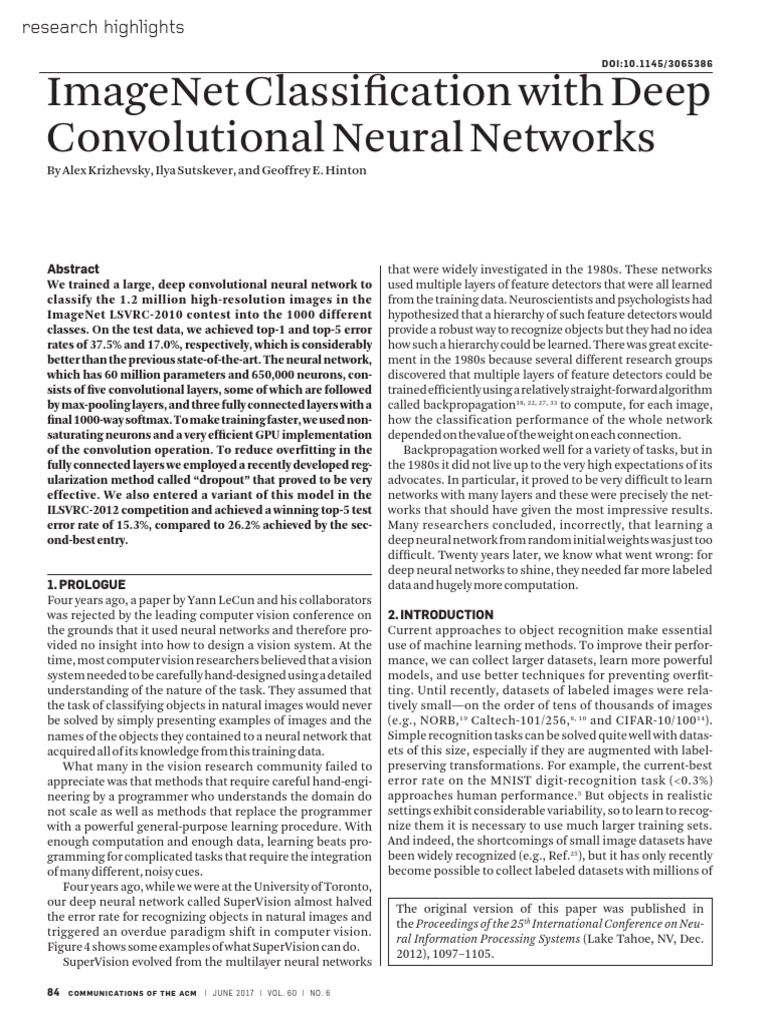 ImageNet Classification With Deep | PDF | Artificial Neural Network | Computer Vision