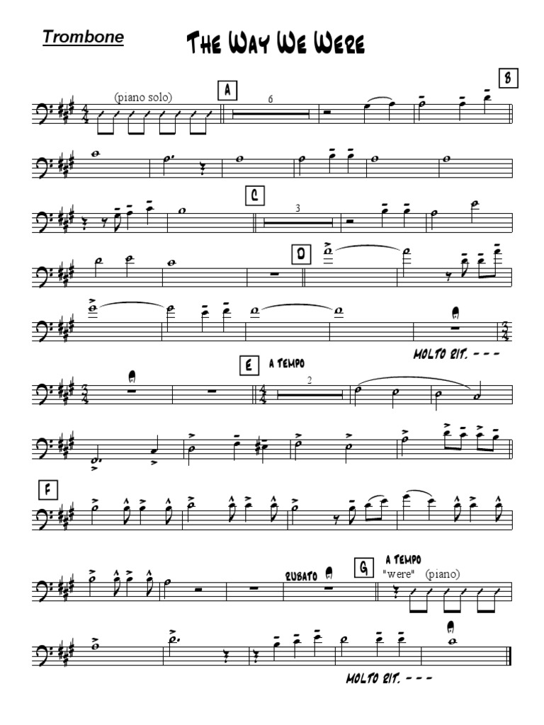 04 The Way We Were - Trombone | PDF | Elements Of Music | Entertainment ...