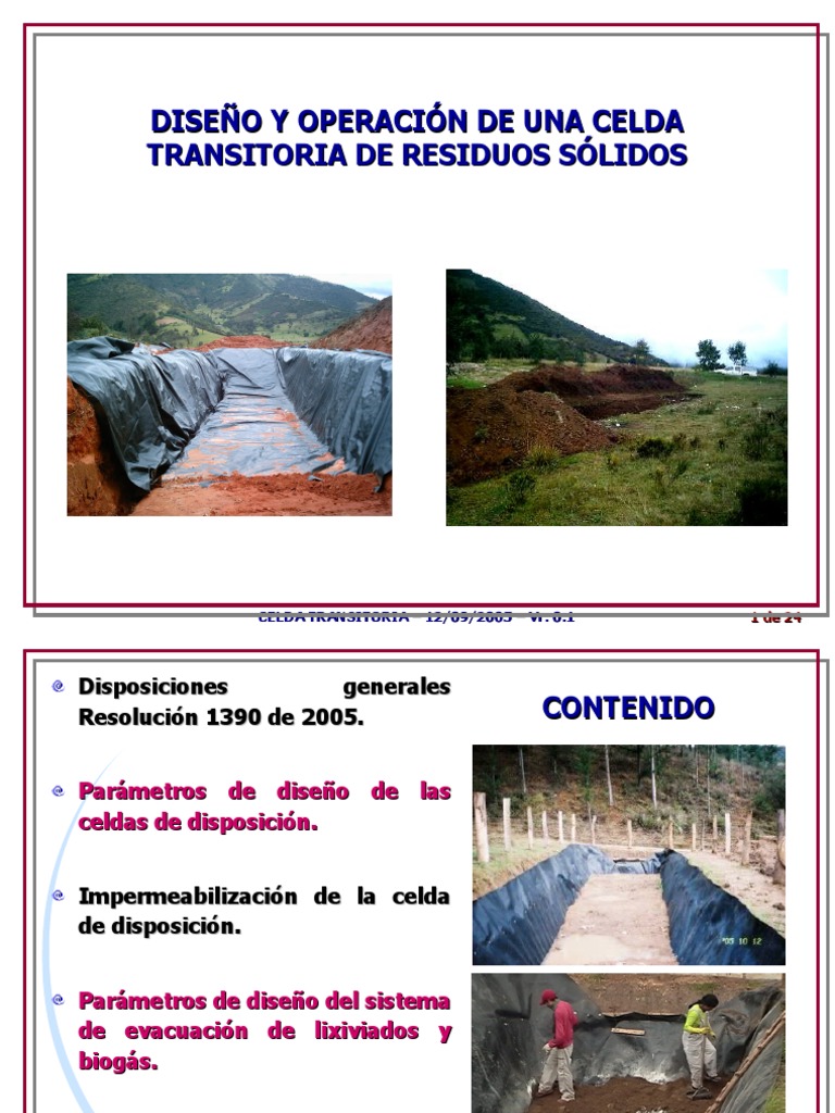 Diseño De Celdas Transitorias Pdf Precipitación Residuos