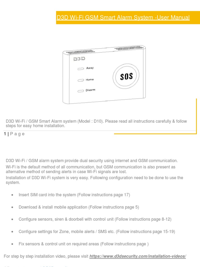 D3D Wi-Fi GSM Smart Alarm System - User Manual | PDF | Mobile App ...