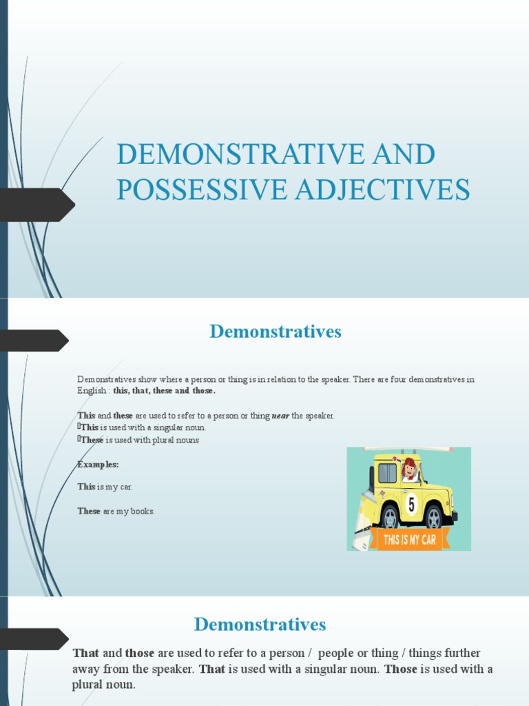Demonstrative & Possessive Adjectives Guide | PDF