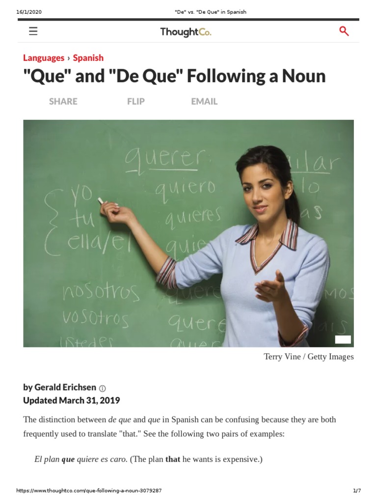 Understanding "De Que" vs. "Que" in Spanish | PDF | Sentence ...