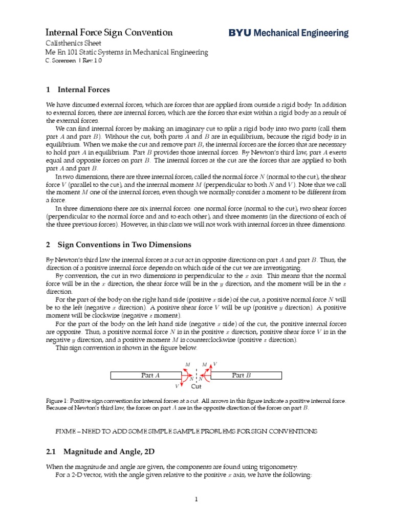 Internal Force Sign Convention | PDF | Trigonometric Functions | Force