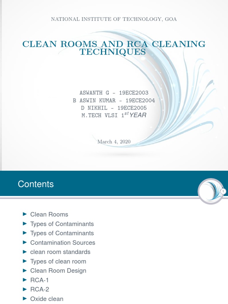 Clean Rooms and Rca Cleaning Techniques: National Institute of ...
