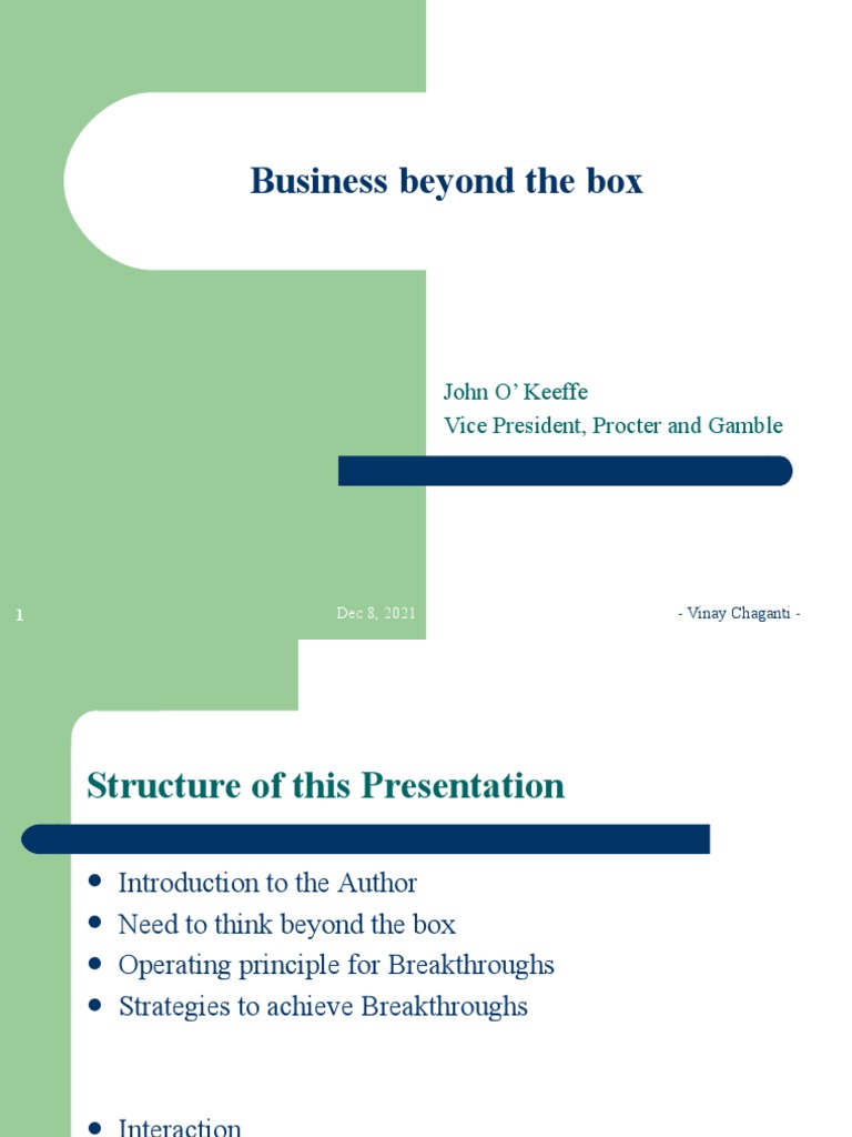 Business Beyond The Box John O Keeffe Vice President Procter And