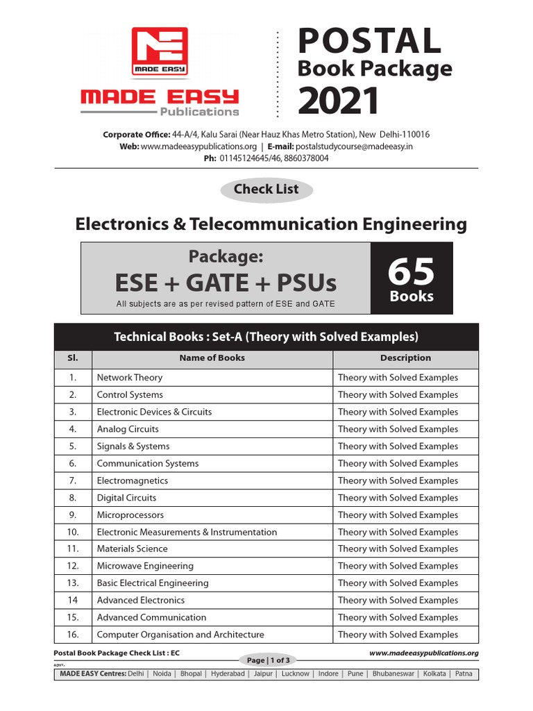 Postal: Ese + Gate + Psus | PDF | Electronics | Electrical Engineering