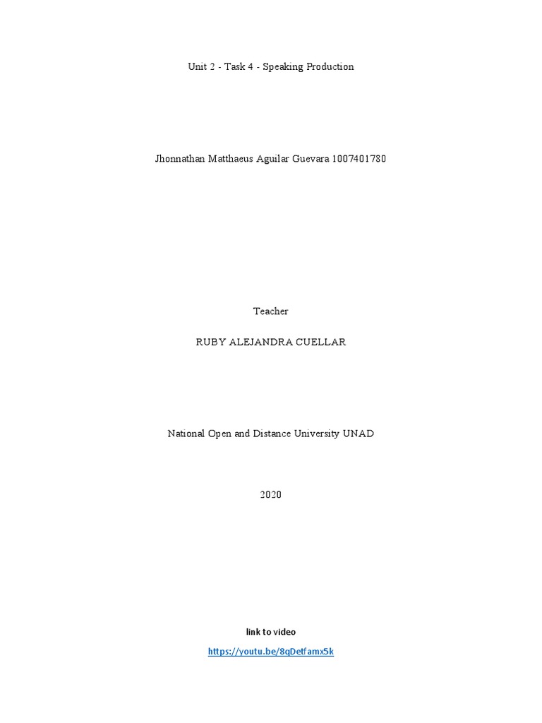 Unit 2 - Task 4 - Speaking Production | PDF | Science & Mathematics