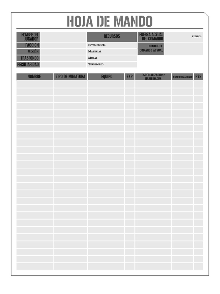 Kill Team - Command Roster & Datacards (BW - ES) | PDF | Videojuego ...