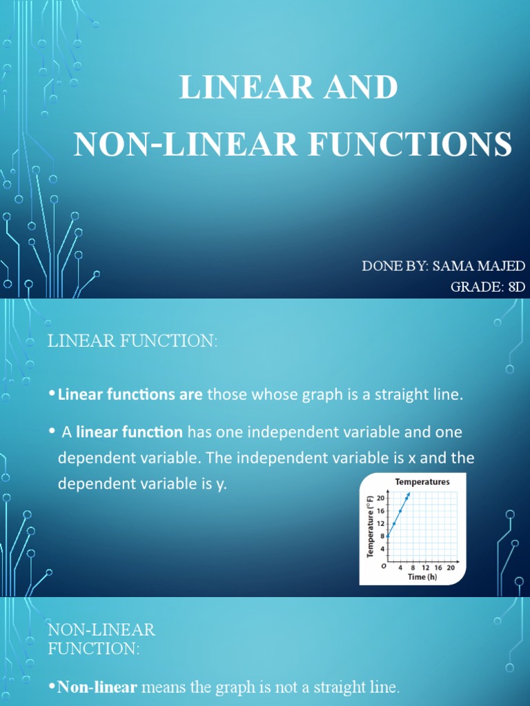 Linear and Non-Linear Functions: Done By: Sama Majed Grade: 8D | PDF ...