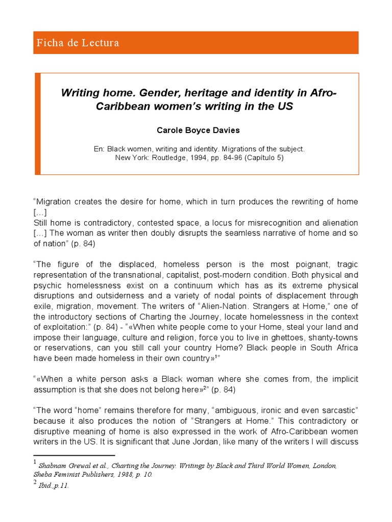 Afro-Caribbean Women's Writing and Identity | PDF